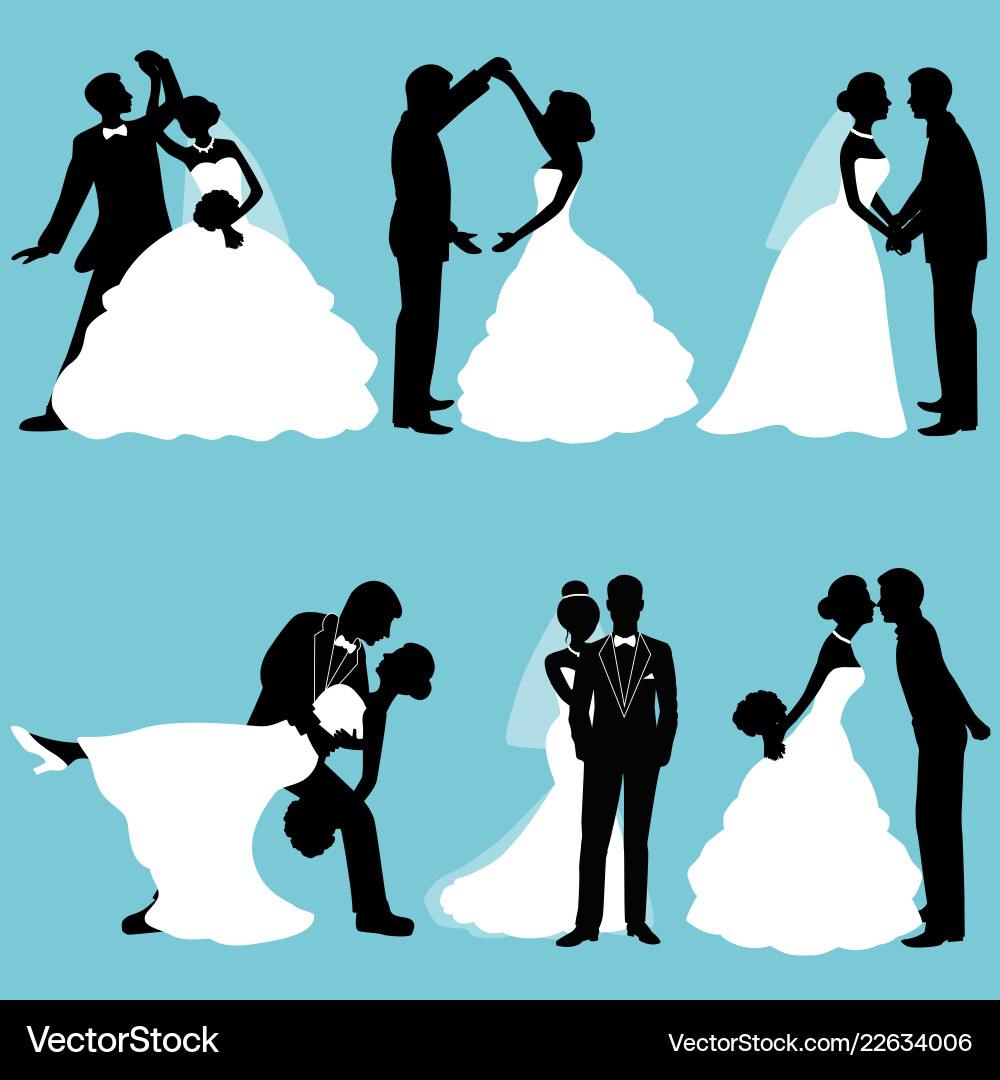 The bride and groom set collection Royalty Free Vector Image
