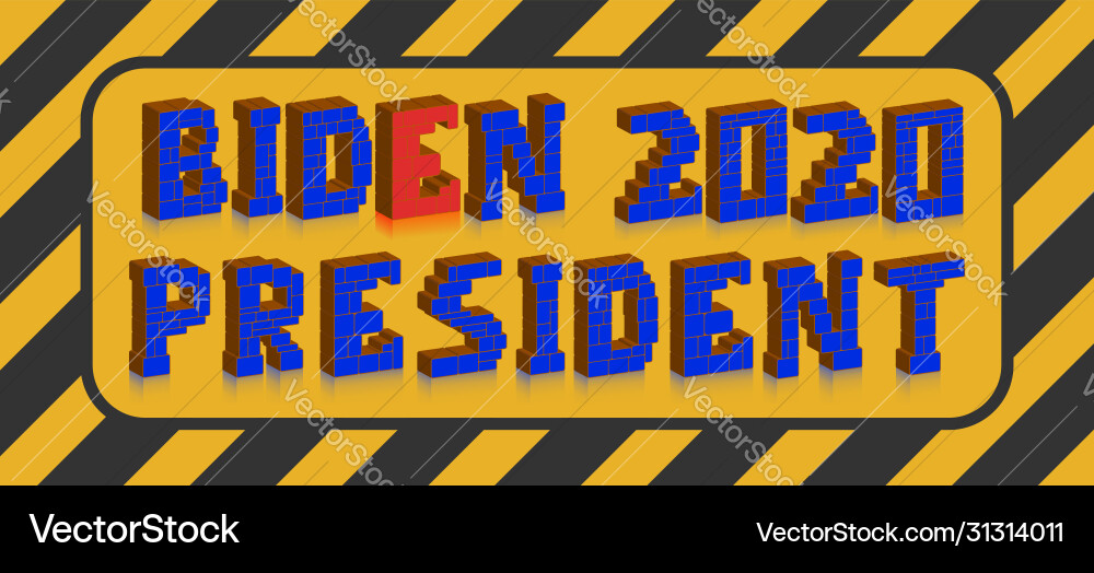 A plate with a 3d inscription biden 2020 Vector Image