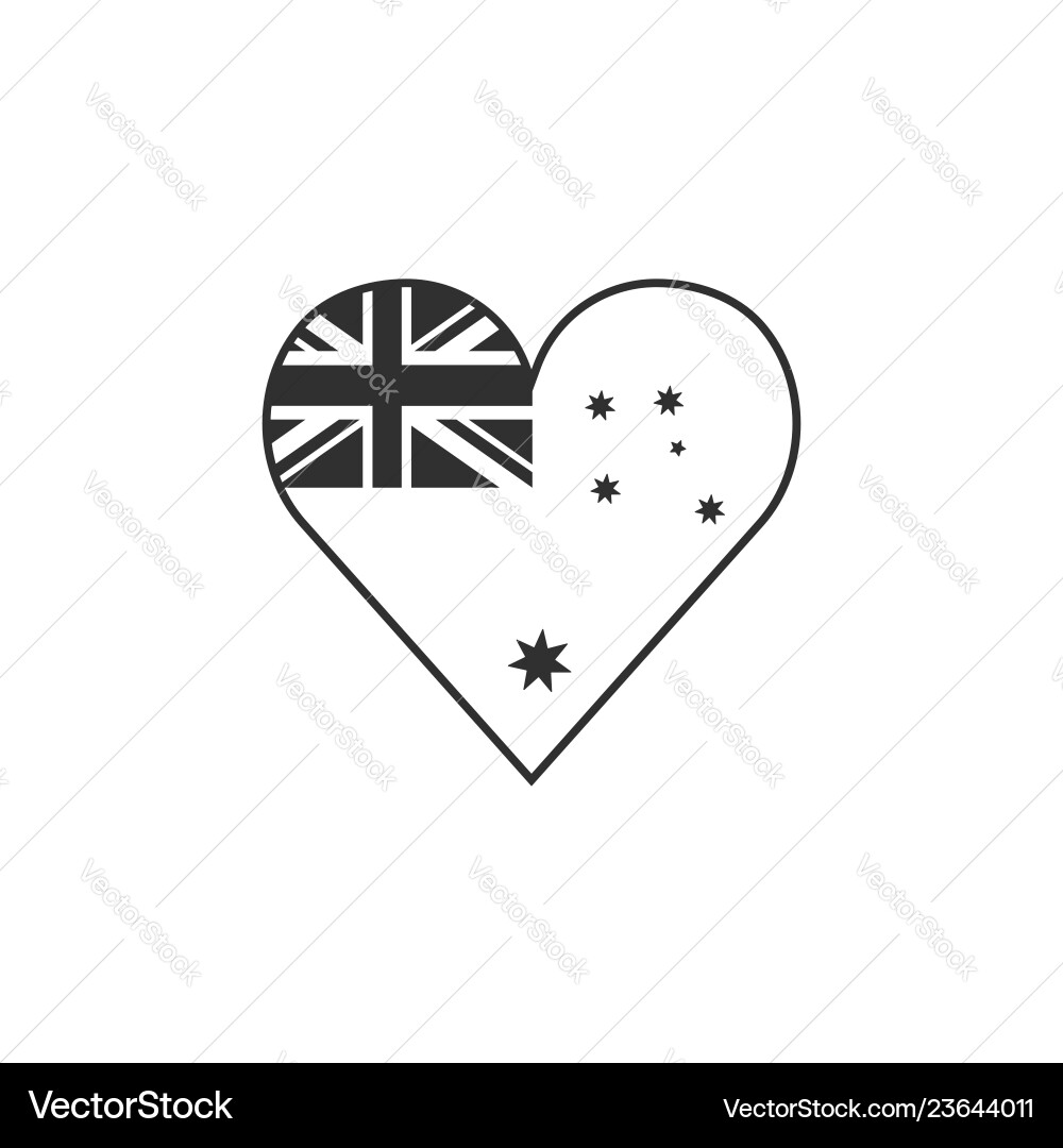 Australia flag icon in a heart shape black Vector Image