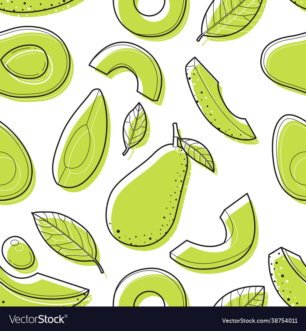 Avocado seamless pattern Royalty Free Vector Image