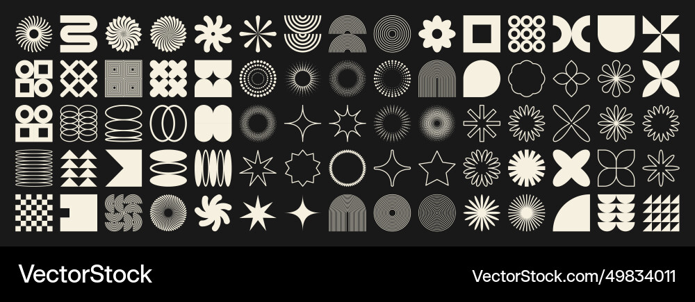 Brutalist geometric shapes symbols simple Vector Image