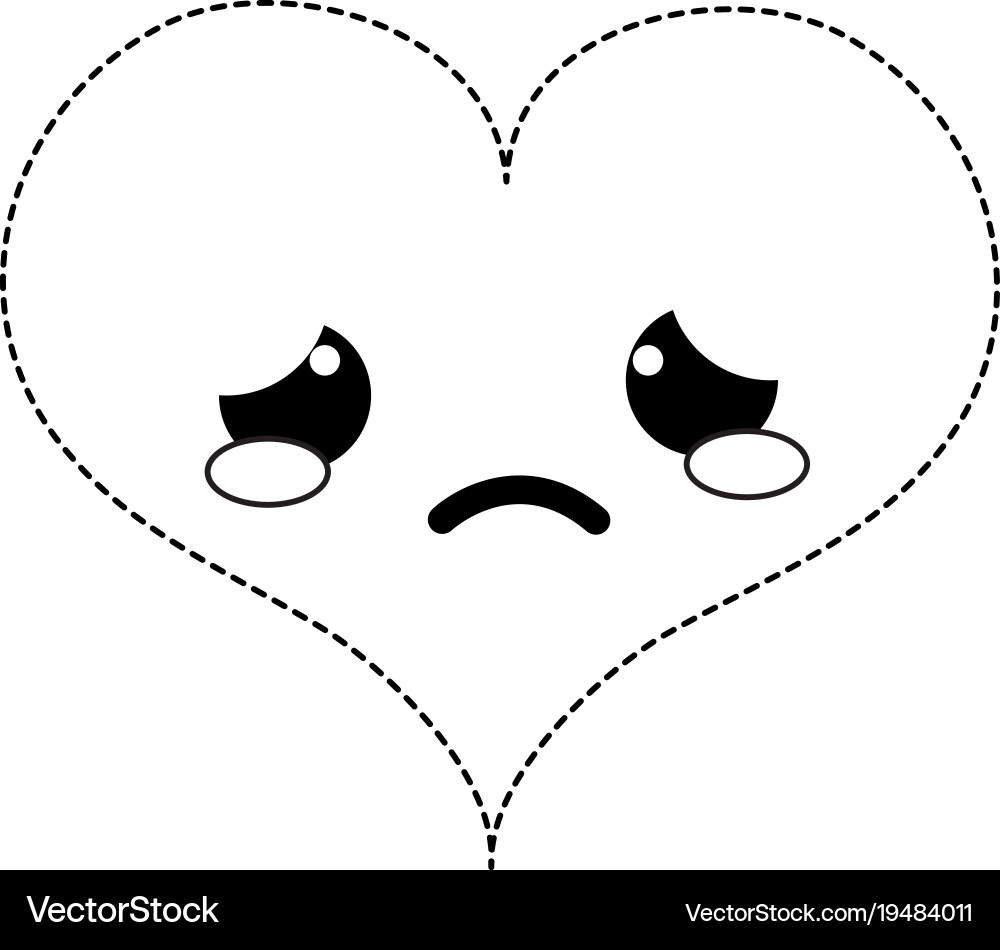 Dotted shape crying heart passion kawaii character