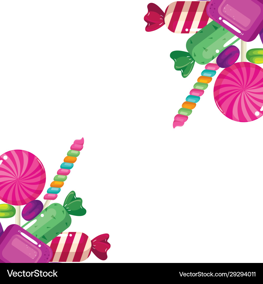 Frame delicious candies decoration Royalty Free Vector Image