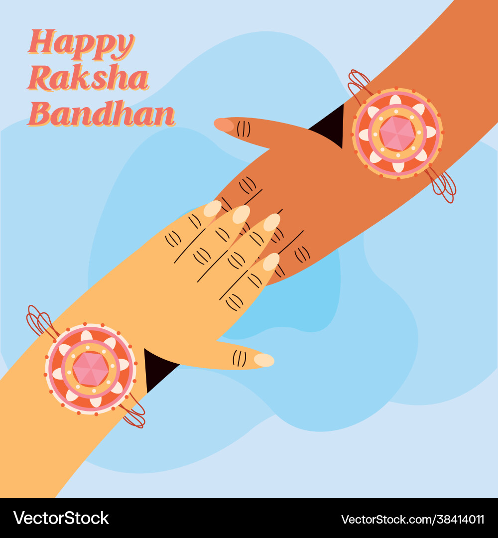 Hands with raksha bandhan wristband Royalty Free Vector