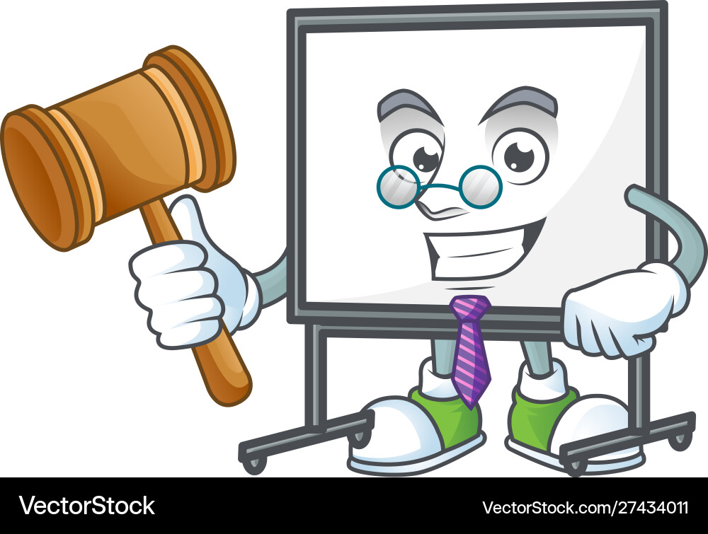 Judge white board cartoon on background Royalty Free Vector