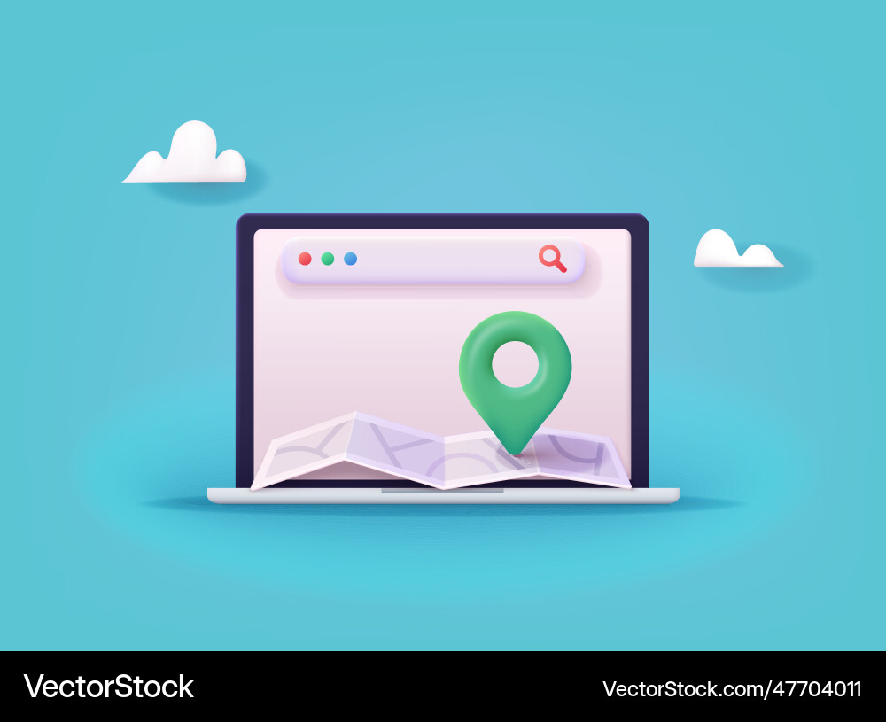 Location folded paper map search bar and pin Vector Image