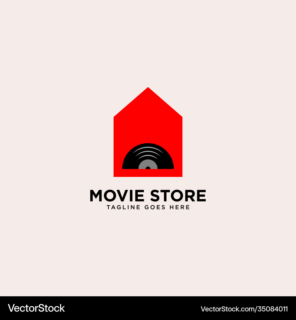 Movie store logo simple line template Royalty Free Vector