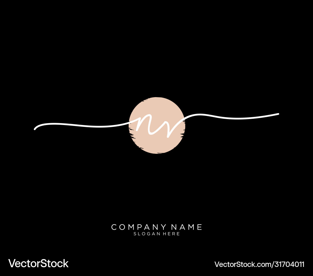 Nv initial handwriting logo design Royalty Free Vector Image