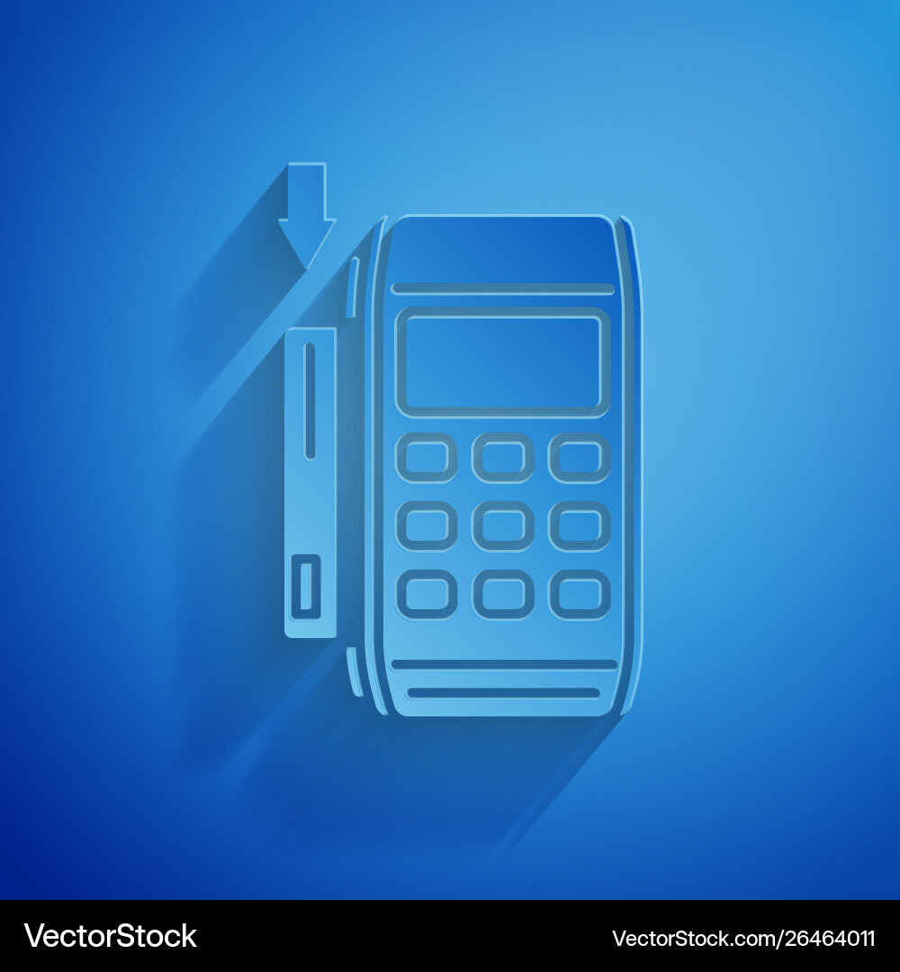 Paper cut pos terminal with inserted credit card Vector Image