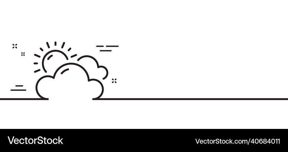 Sunny weather forecast line icon clouds with sun Vector Image