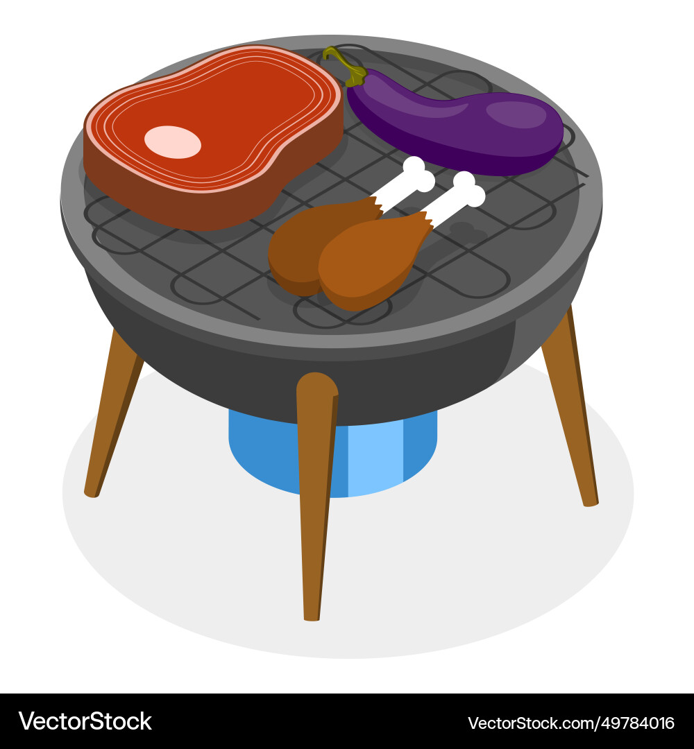 3d isometric flat set of barbecue grills Vector Image
