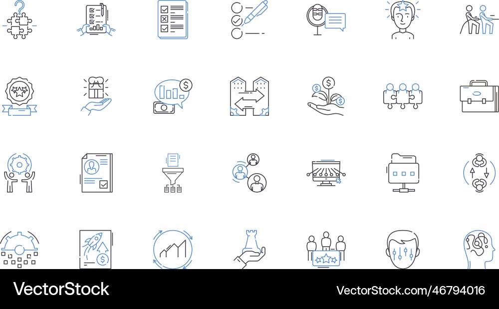 Administrative heads line icons collection Vector Image