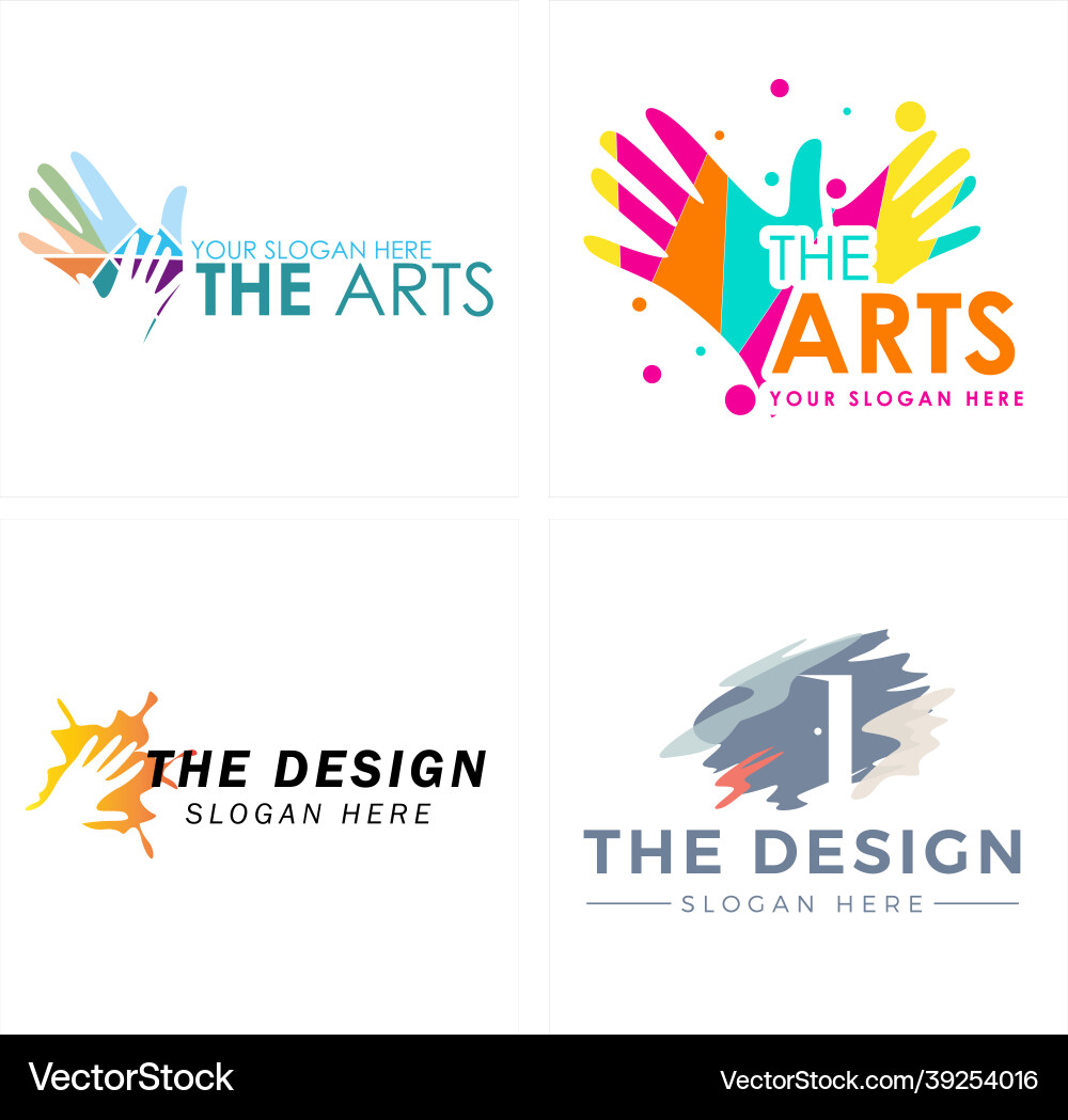 Art hands colorful design logo Royalty Free Vector Image
