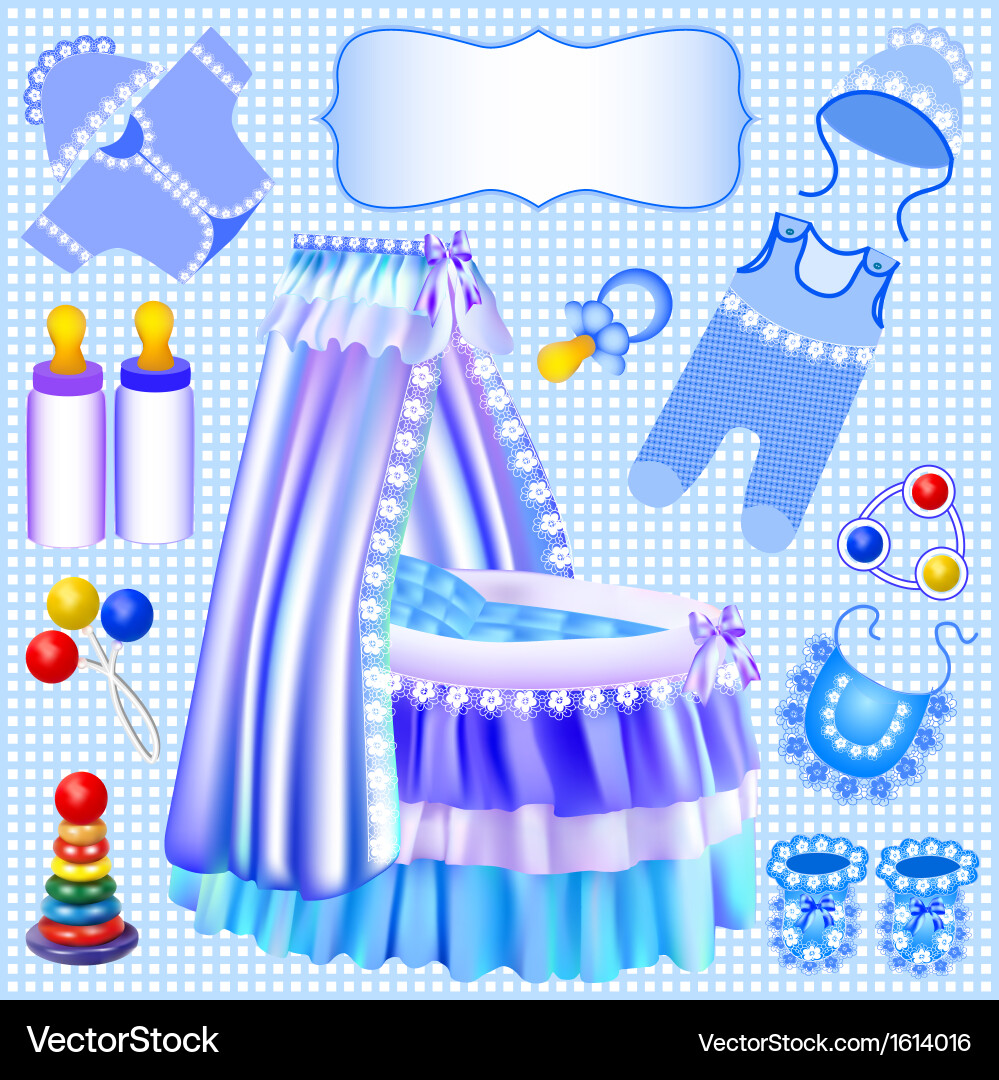 Blue set of children cradle Royalty Free Vector Image