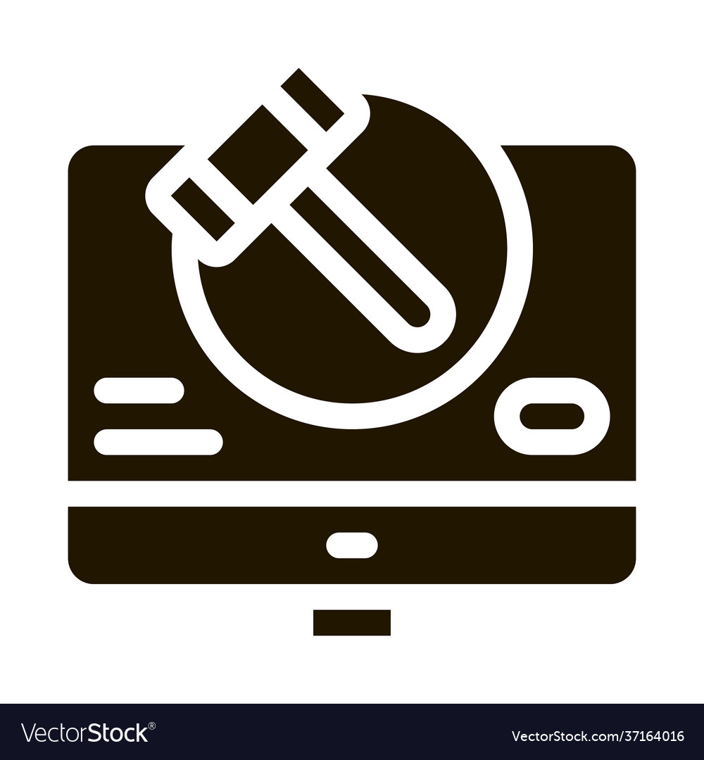 Computer version auction icon glyph Royalty Free Vector