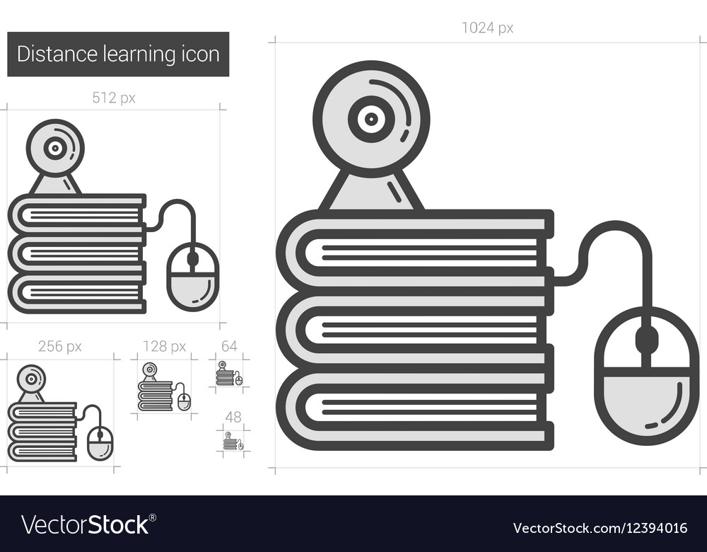 Distance learning line icon Royalty Free Vector Image