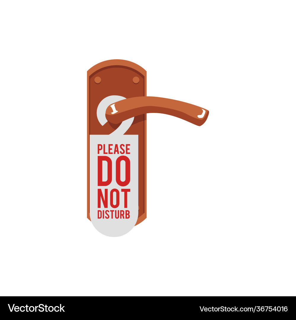 Door handle with do not disturb hanging sign flat Vector Image