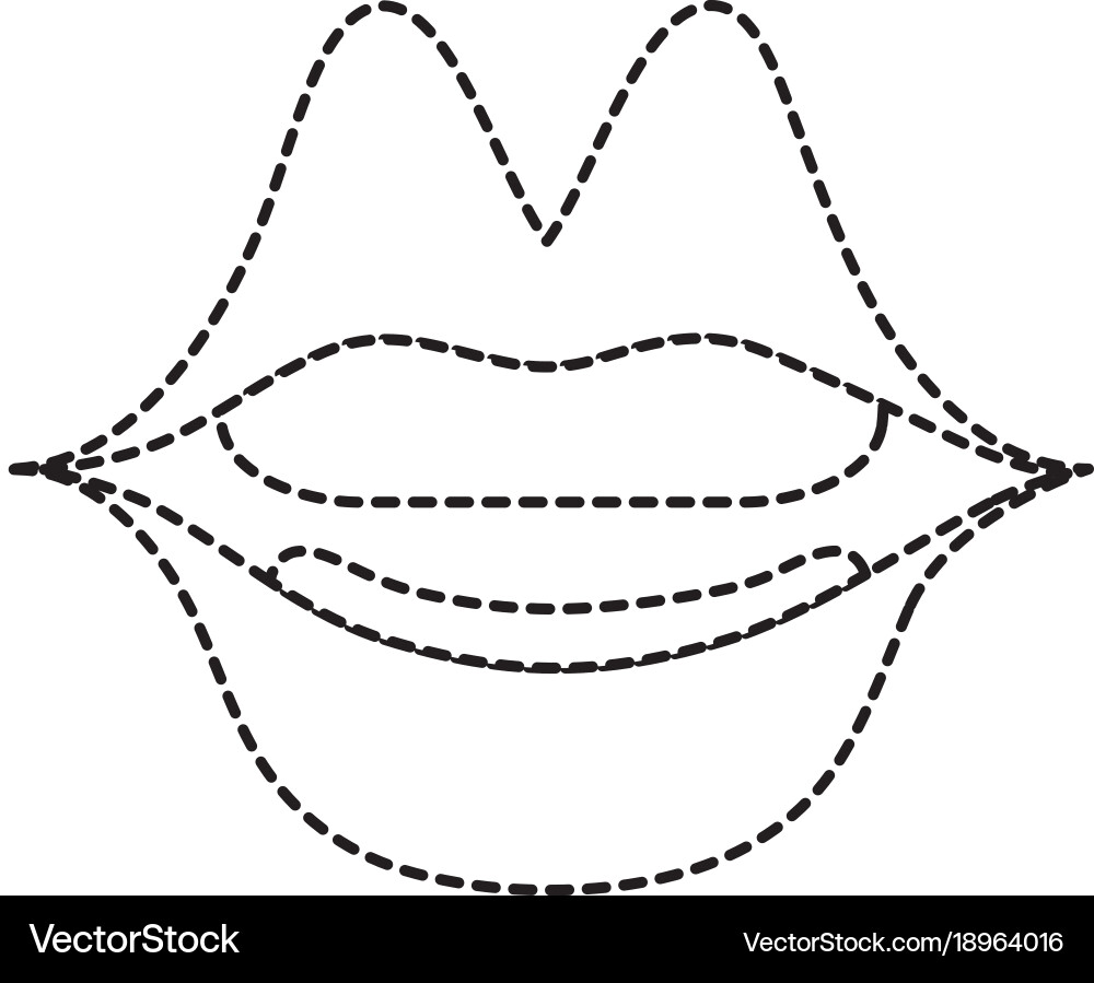 Dotted shape mouth with lipstick in the lips Vector Image