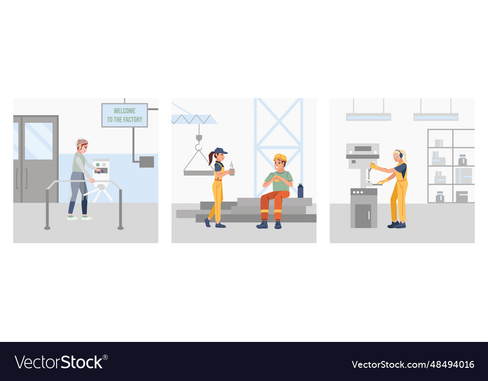 Factory workers set Royalty Free Vector Image - VectorStock