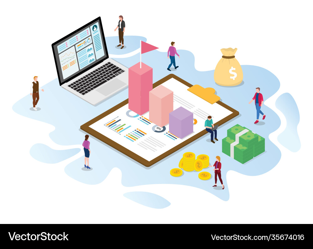 Financial growth concept with modern isometric Vector Image