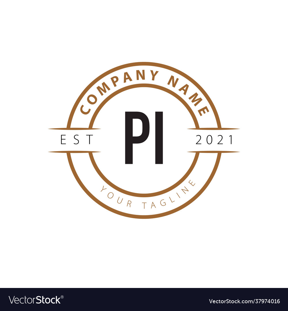 Initial letter pi vintage logo design template Vector Image