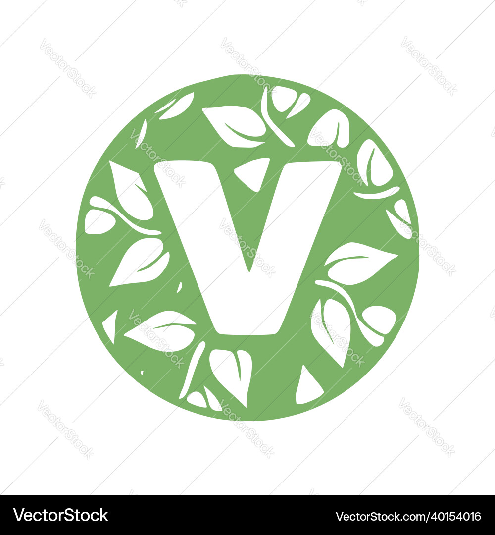 Letter v natural hand drawn monogram initials Vector Image