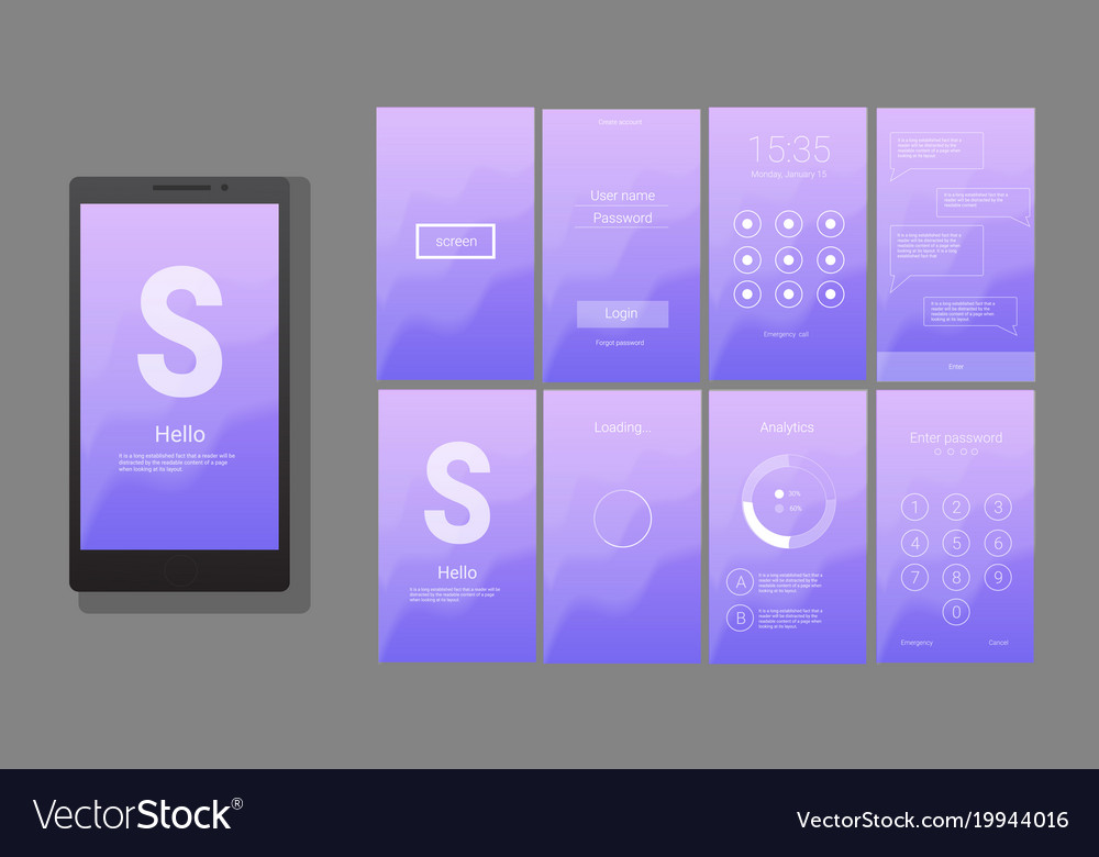 Modern ui gui screen design Royalty Free Vector Image