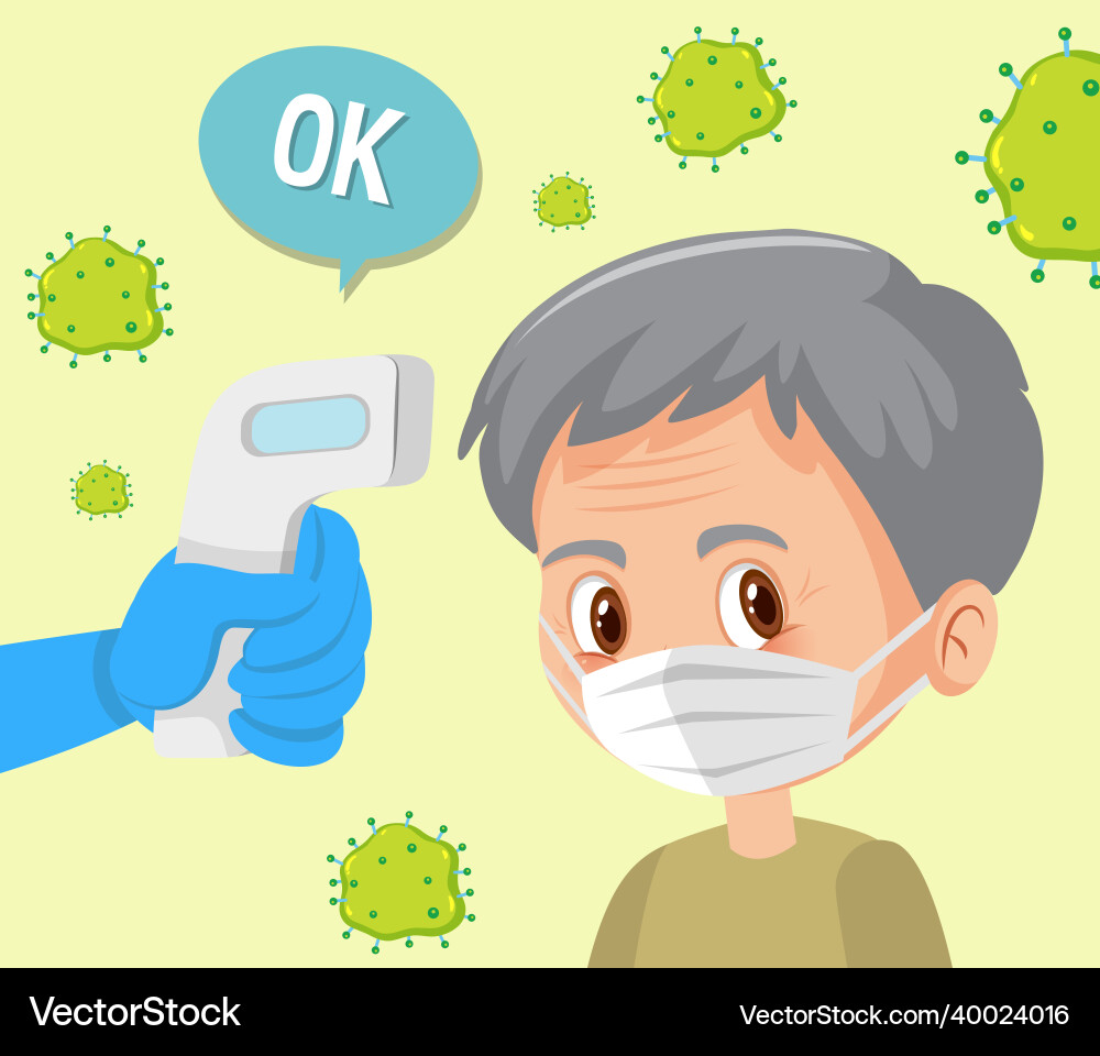 Old man cartoon character with body temperature Vector Image