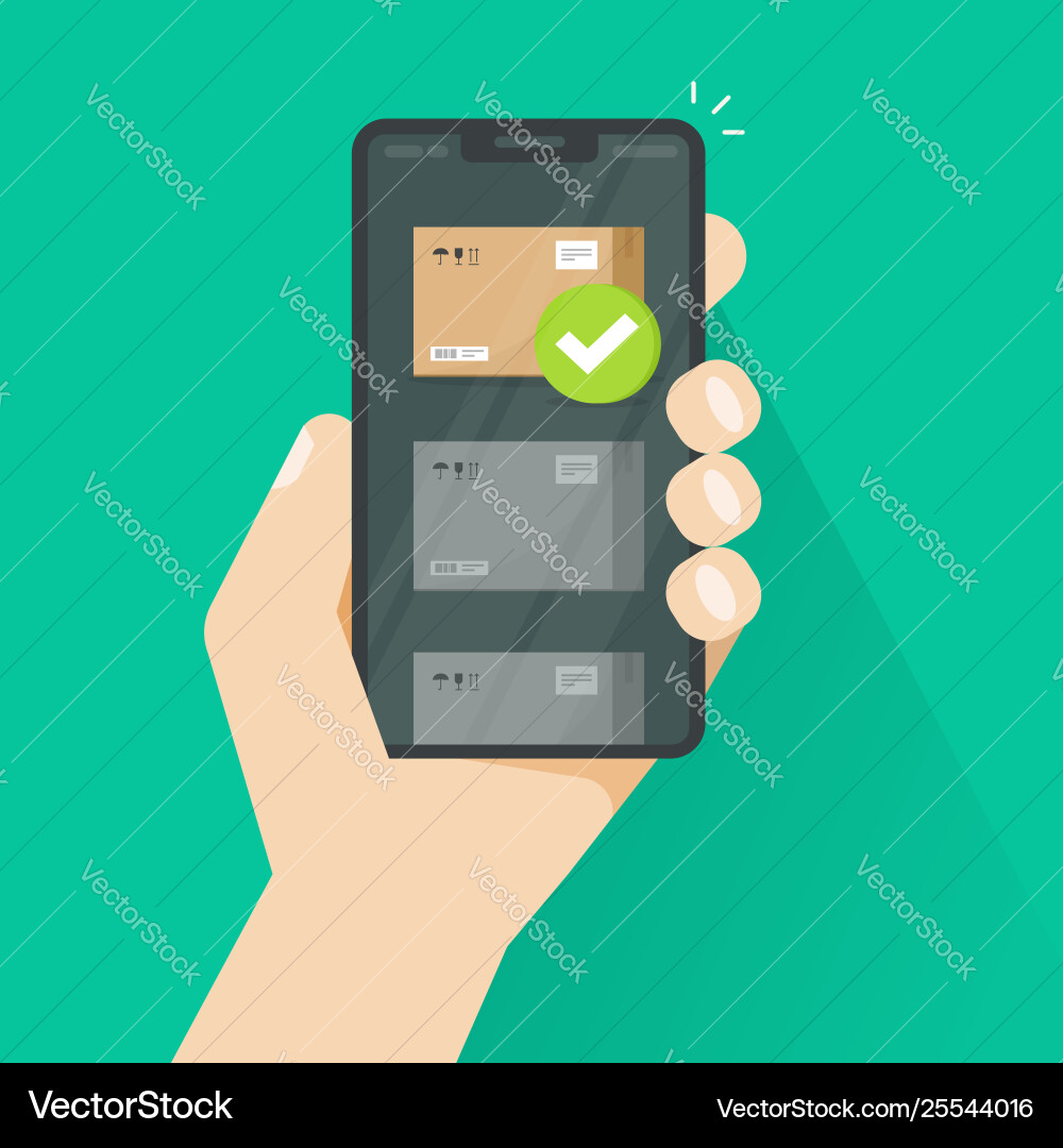 Parcel tracking or delivered via smartphone Vector Image