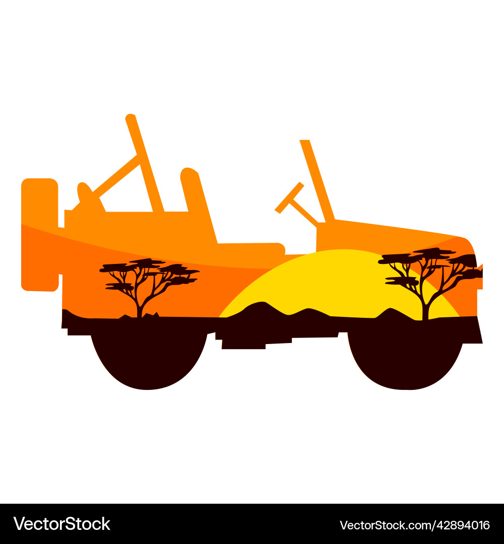 Safari car semi flat high quality Royalty Free Vector Image