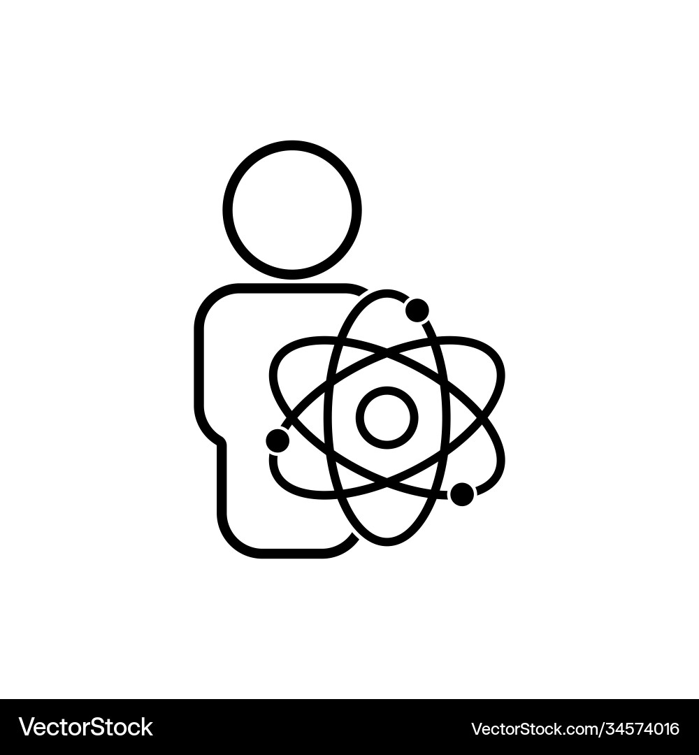 Scientist line symbol people and atom line icon Vector Image