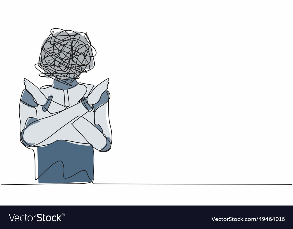 Single continuous line drawing robot with round Vector Image