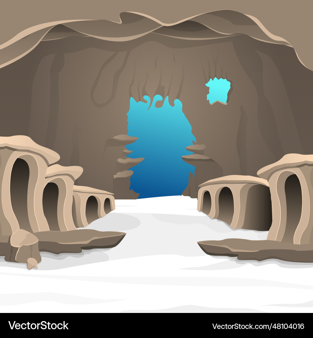 Snowy cave inside view Royalty Free Vector Image