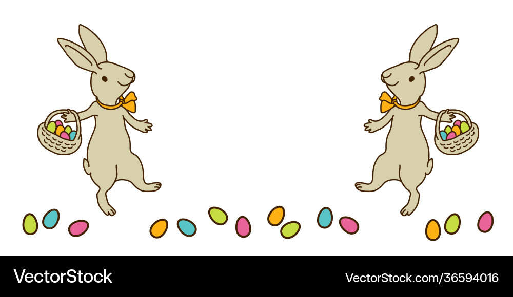Two easter rabbits with baskets Royalty Free Vector Image