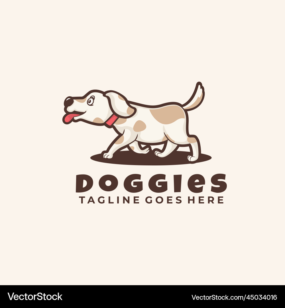 Walking dog cartoon character logo Royalty Free Vector Image