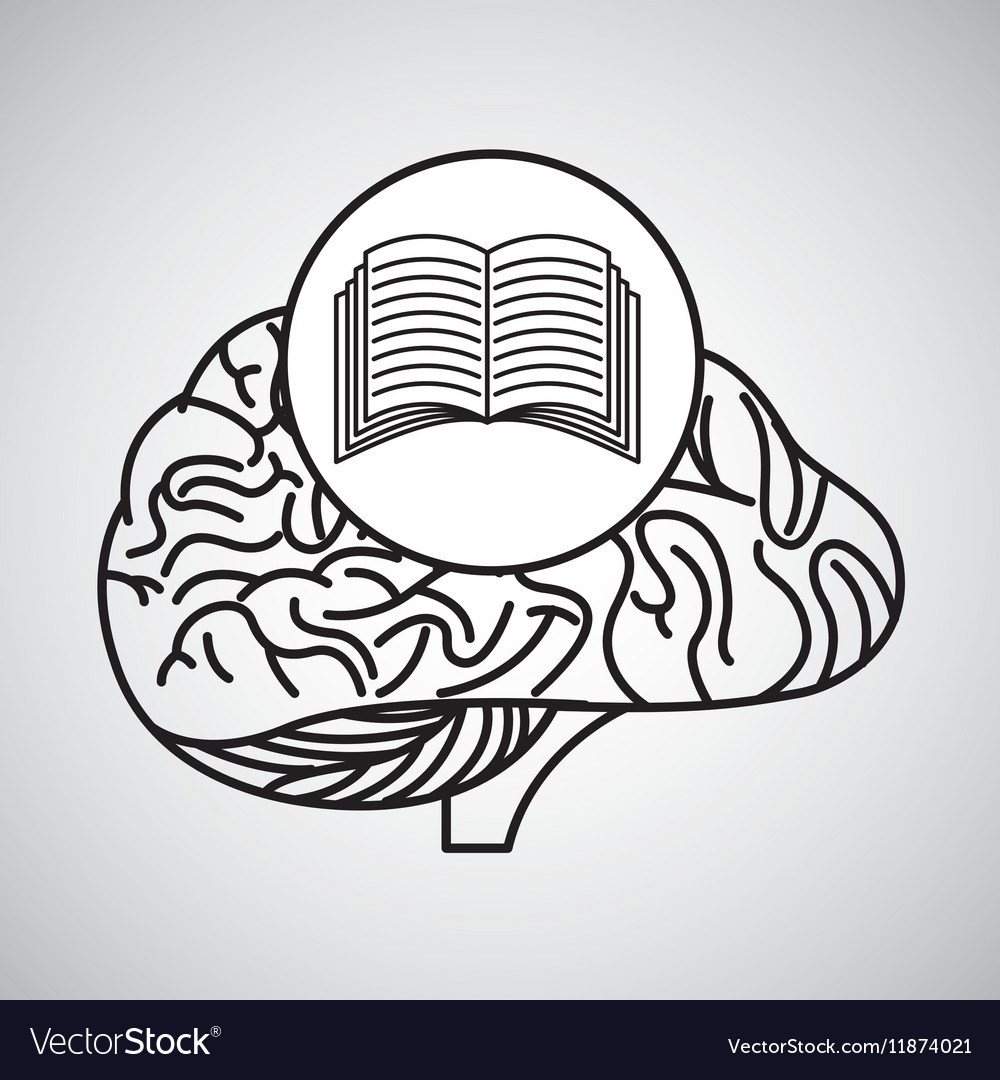 Book brain school knowledge Royalty Free Vector Image