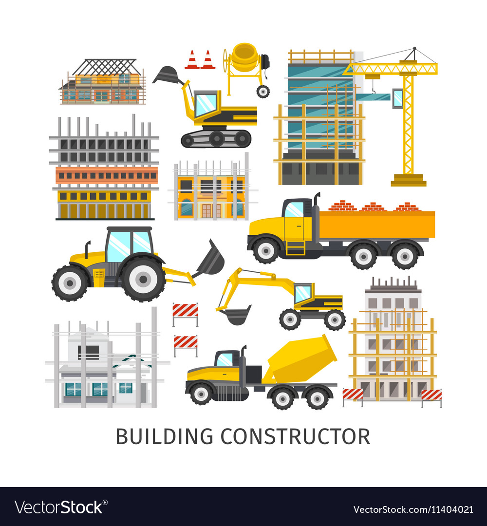 Building Elements Flat Constructor Royalty Free Vector Image