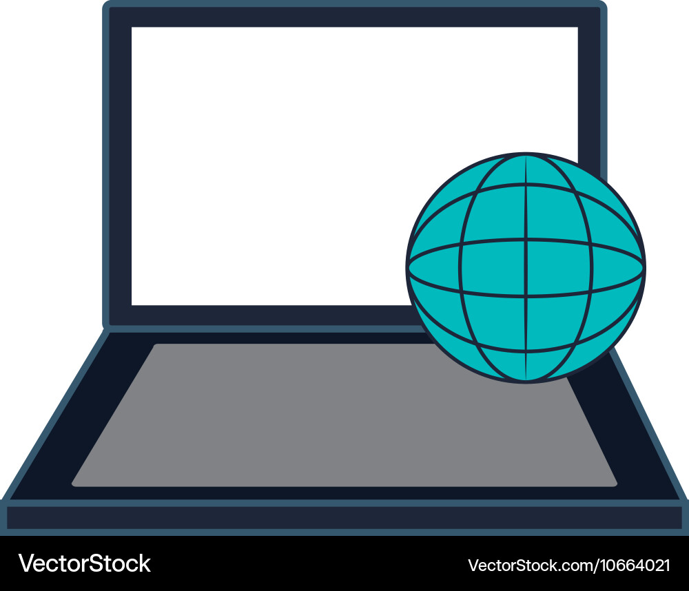 Computer and earth globe diagram icon Royalty Free Vector
