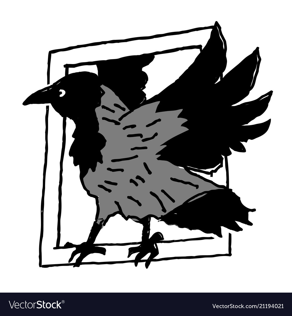 Crow frame window isolated on white Royalty Free Vector