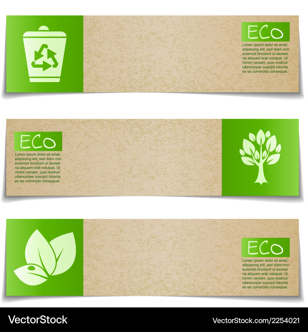 Eco banners with green signs on white background Vector Image