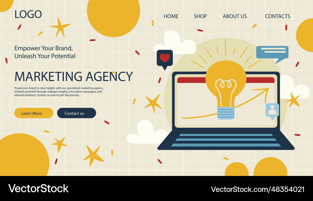 Hand drawn marketing agency template isolated Vector Image