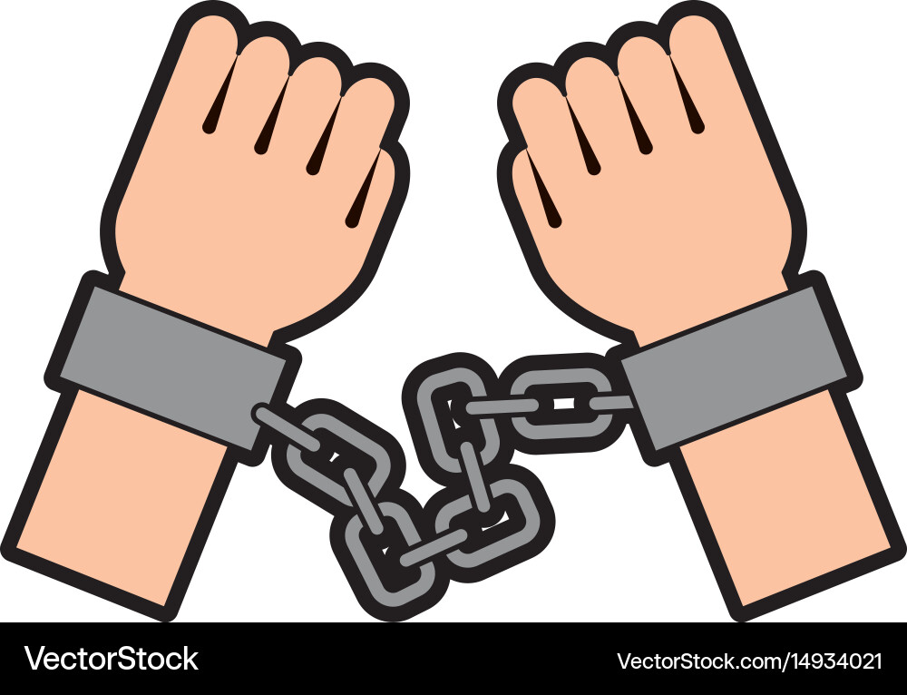 Hand human with chains Royalty Free Vector Image