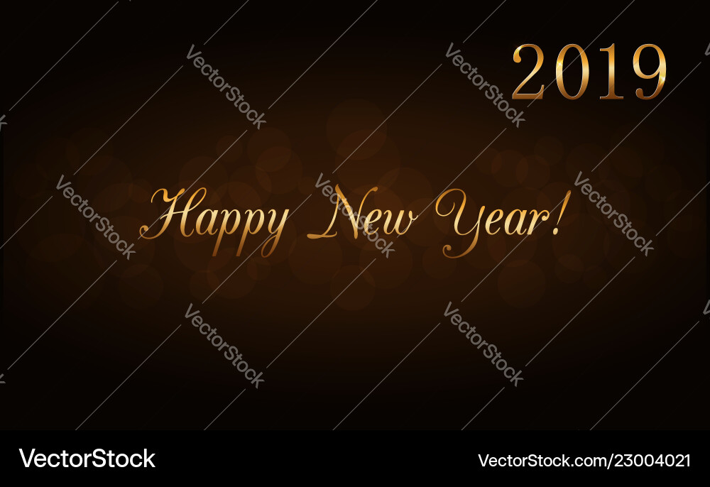 Happy new year gold text in frame holiday Vector Image