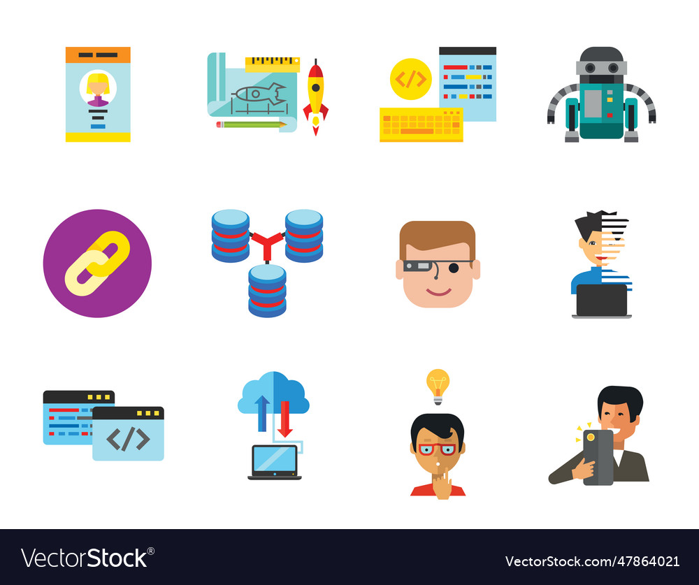 Information technology icon set Royalty Free Vector Image