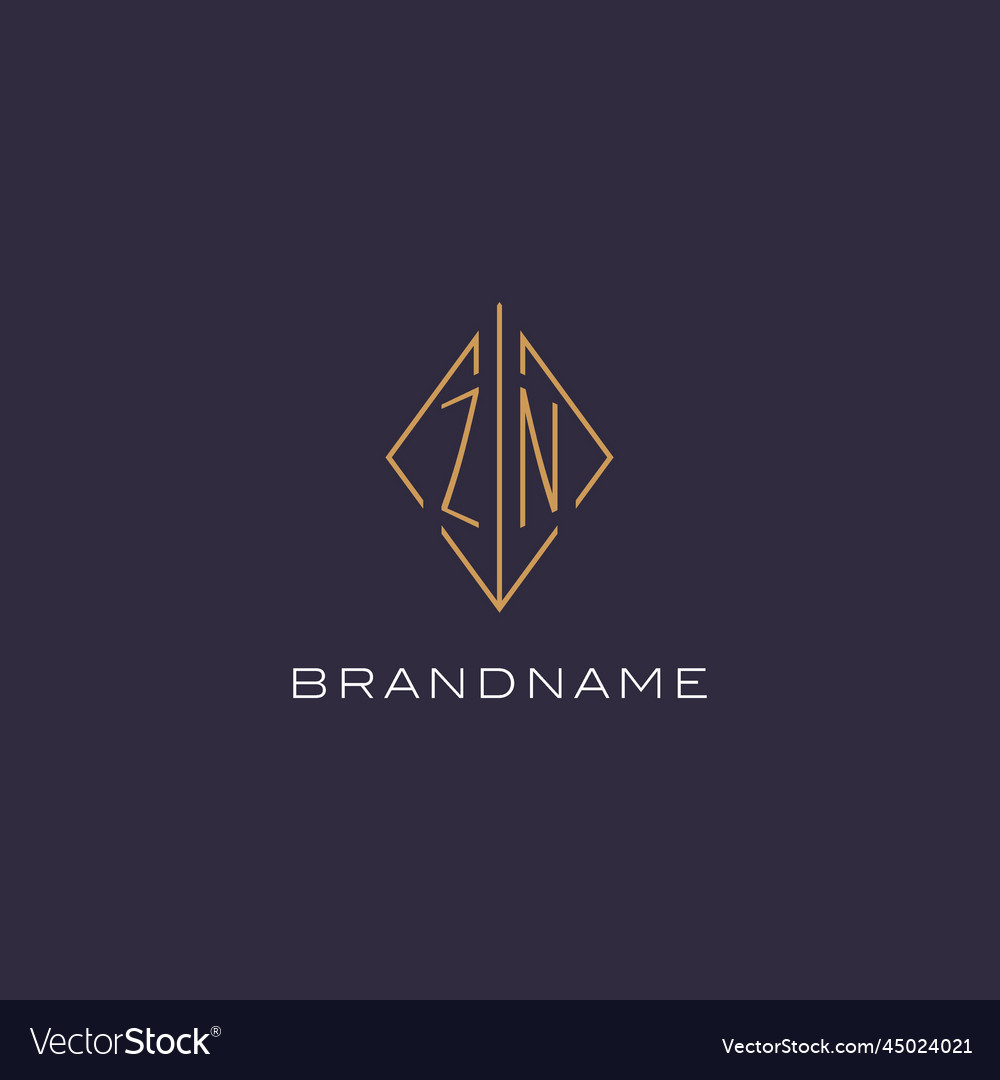 Initial letter zn logo monogram with diamond Vector Image