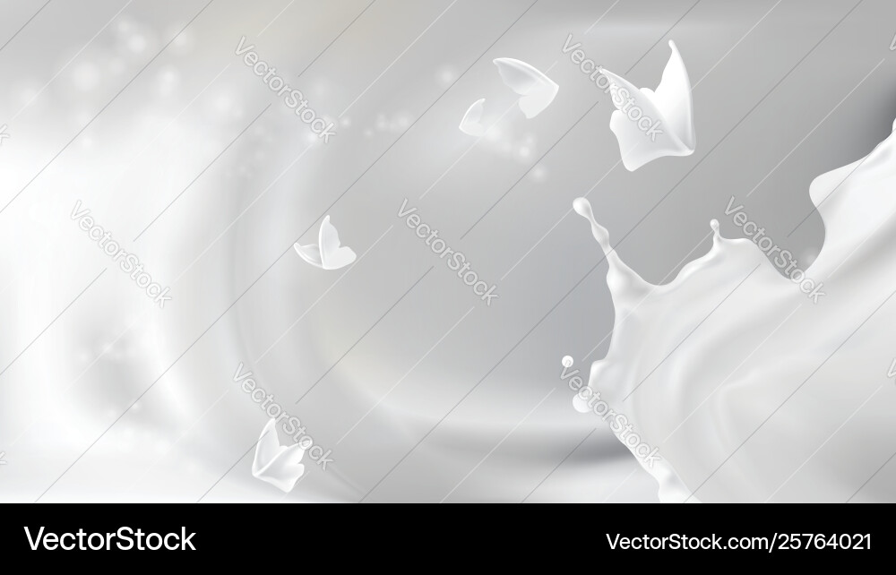 Milk splash swirl shape and butterfly silhouettes Vector Image