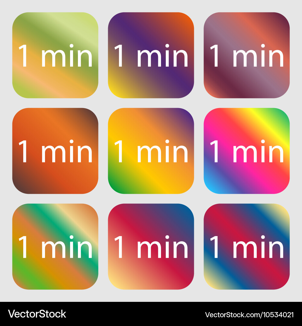 One minutes sign icon nine buttons with bright Vector Image