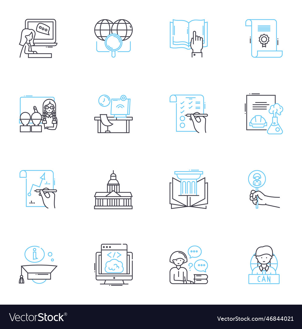 Online training linear icons set e-learning Vector Image