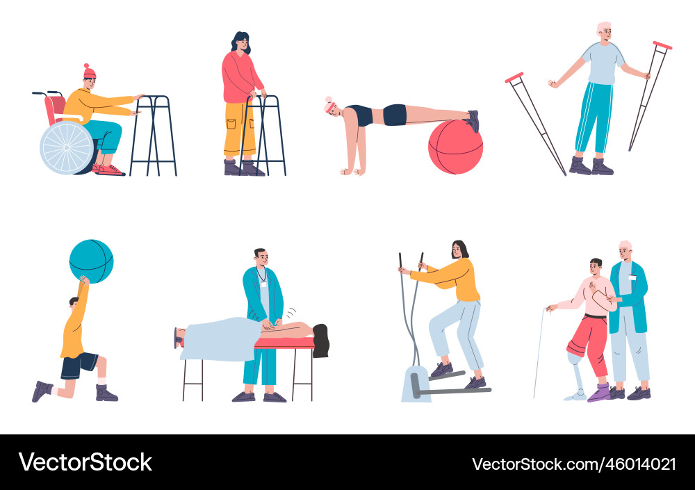 People on physiotherapy recovering patients Vector Image