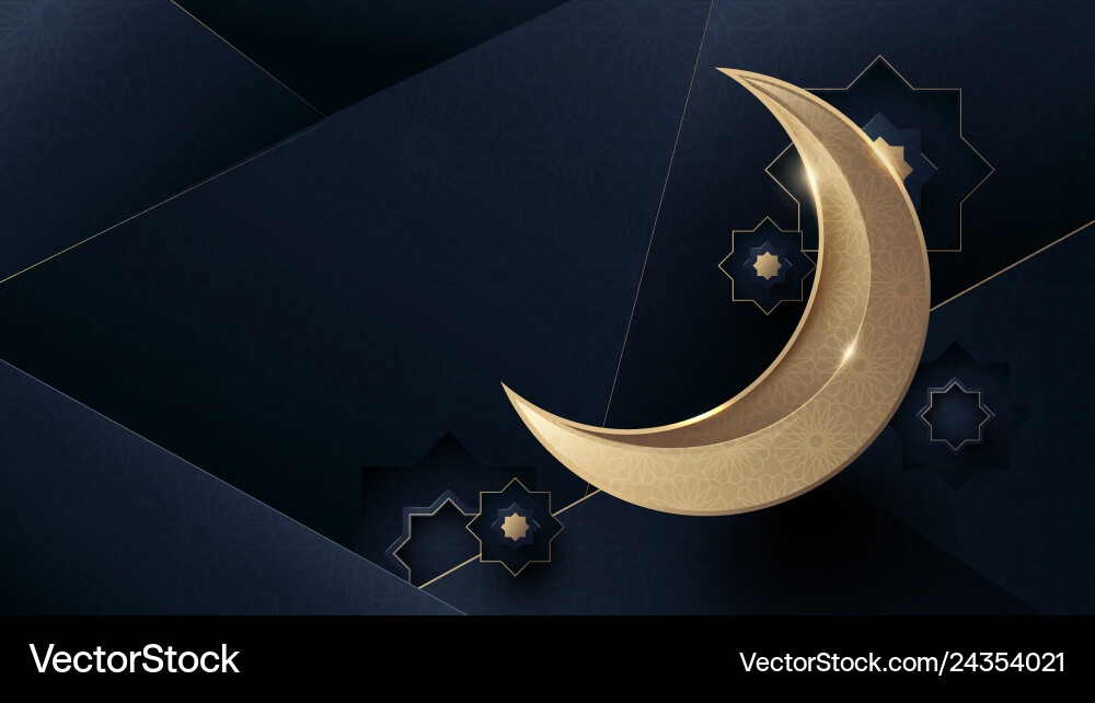 Ramadan kareem gold moon and abstract luxury Vector Image